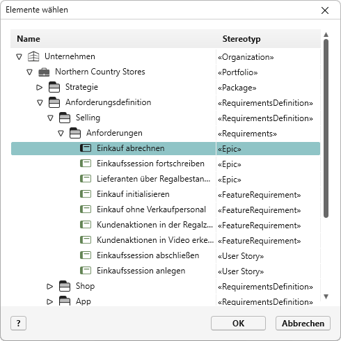 Der Dialog „Elemente wählen“ › microTOOL Hilfeseiten