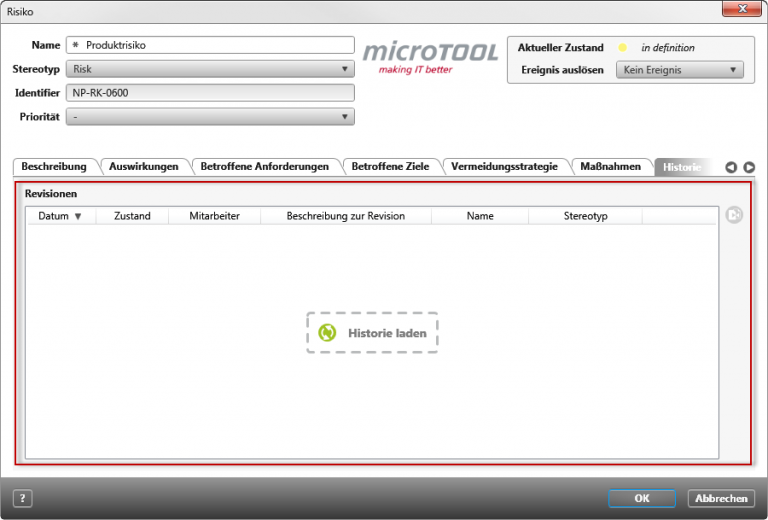 History (Steuerelement) › microTOOL Hilfeseiten