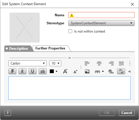 Dialog “Create System Context Element” › microTOOL Hilfeseiten