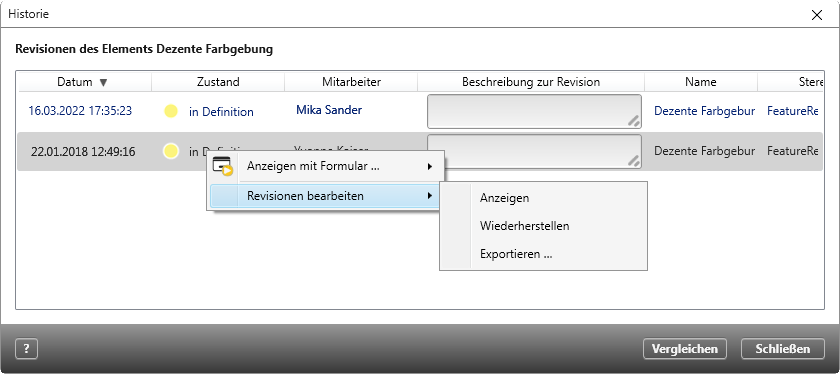 Der Dialog „Historie“ › microTOOL Hilfeseiten